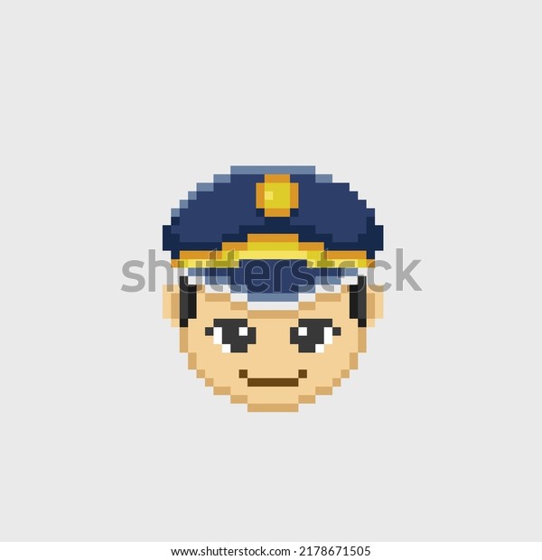 Police Head Pixel Art Style: เวกเตอร์สต็อก (ปลอดค่าลิขสิทธิ์ ...