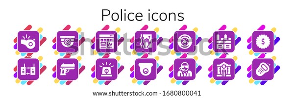 Police Icon Set 14 Filled Police Stock Vector (Royalty Free) 1680800041 ...