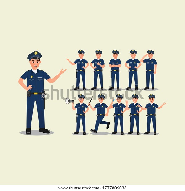 Police Man Character Design Set Vector Stock Vector (Royalty Free ...