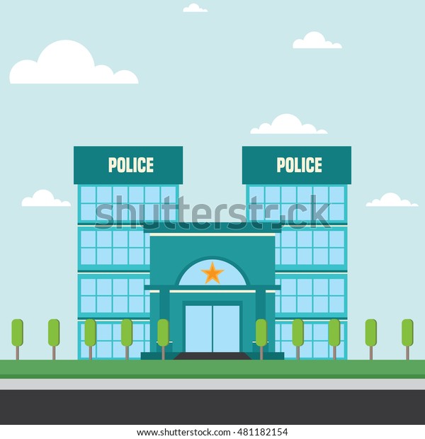 Police Office Building Flat Design Stock Vector (Royalty Free ...