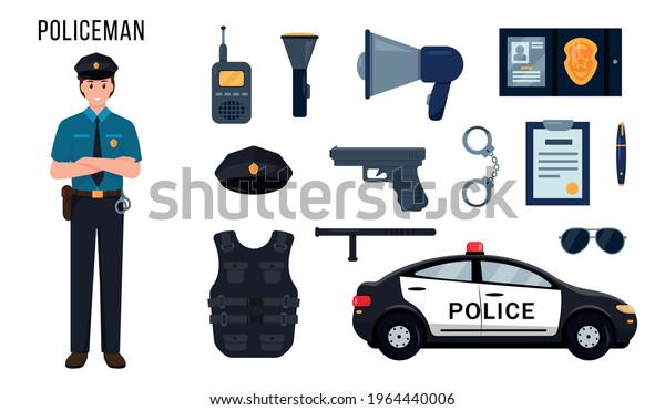 Police Officer Character Set Elements His Stock Vector (Royalty Free ...