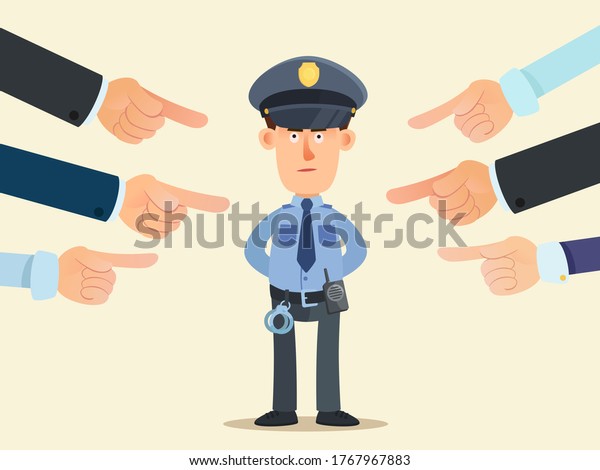 Police Officer Surrounded By Hands Index Stock Vector (Royalty Free ...