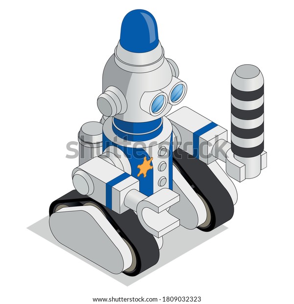 Police Robot Isolated On White Background Stock Vector (Royalty Free ...