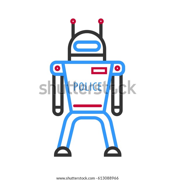 Police Robot Isolated On White Background Stock Vector (Royalty Free ...