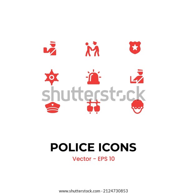 Police Security Icon Set Vector Eps Stock Vector (Royalty Free ...