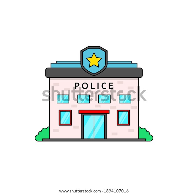 Police Station Building Vector Illustration Isolated Stock Vector ...