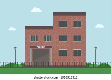 Police Station Cartoon Style Vector Illustration Stock Vector (Royalty ...