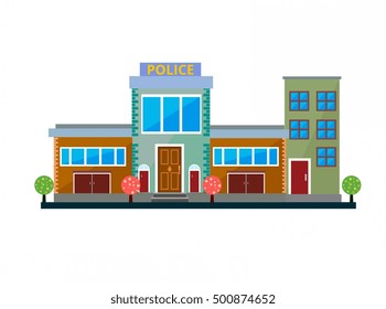 Police Station Front Design Sketch Color: vector de stock (libre de ...