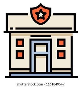 Police Station Vector Illustration Line Color Stock Vector (Royalty ...