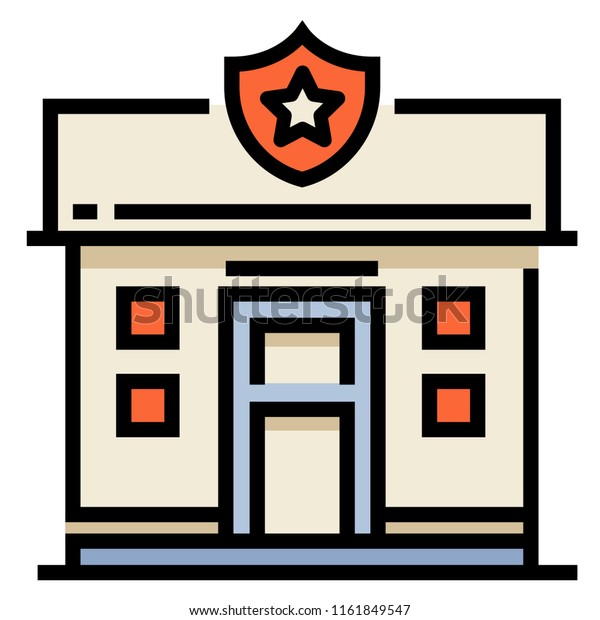 Police Station Vector Illustration Line Color Stock Vector (Royalty ...