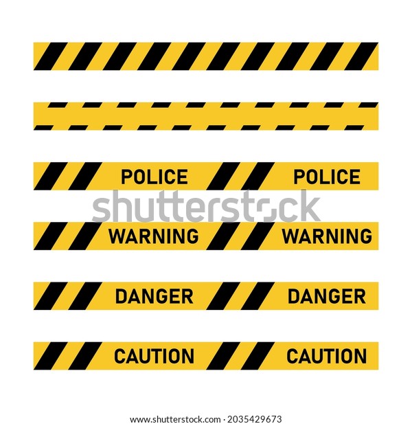 Police Tape Set Yellow Black Ribbon Stock Vector (Royalty Free ...