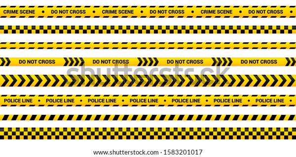 Police Tape Set Yellow Warning Strip Stock Vector (Royalty Free ...