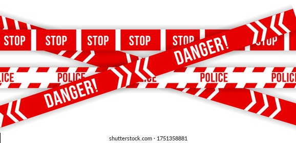 Police Warning Tape Caution Red White Stock Vector (Royalty Free ...