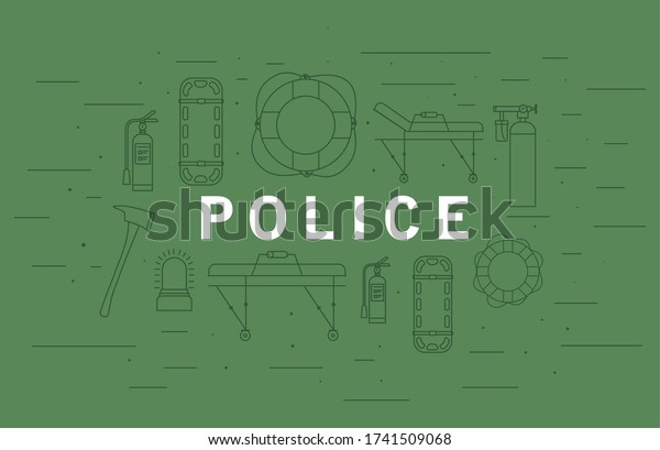 Police Word Front Icon Set Design Stock Vector (Royalty Free ...