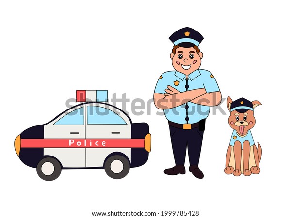 Policeman Dog Car Kids Vector Illustration Stock Vector (Royalty Free ...