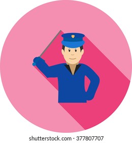 Policeman Holding Stick Stock Vector (Royalty Free) 377807707 ...
