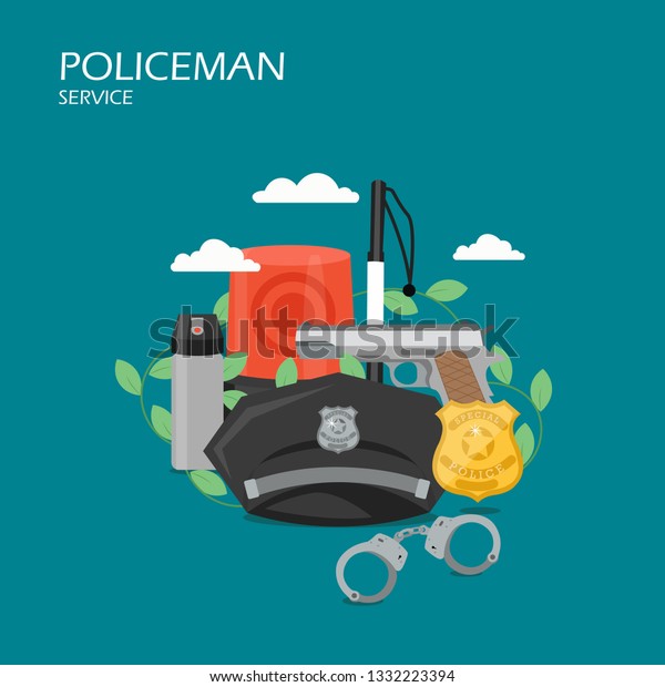 Policeman Service Vector Flat Style Design Stock Vector (Royalty Free ...
