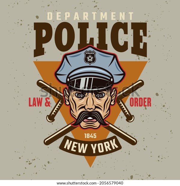 Policeman Two Crossed Batons Text Police Stock Vector (Royalty Free ...