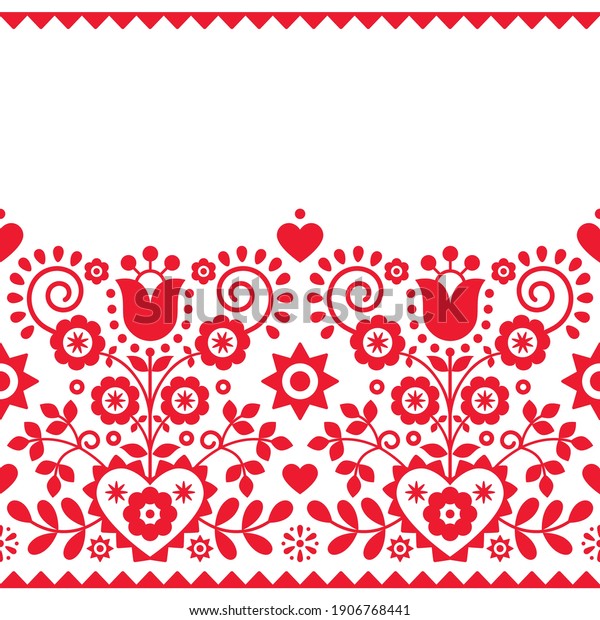 Polish Folk Art Vector Seamless Textile Stock Vector (Royalty Free ...