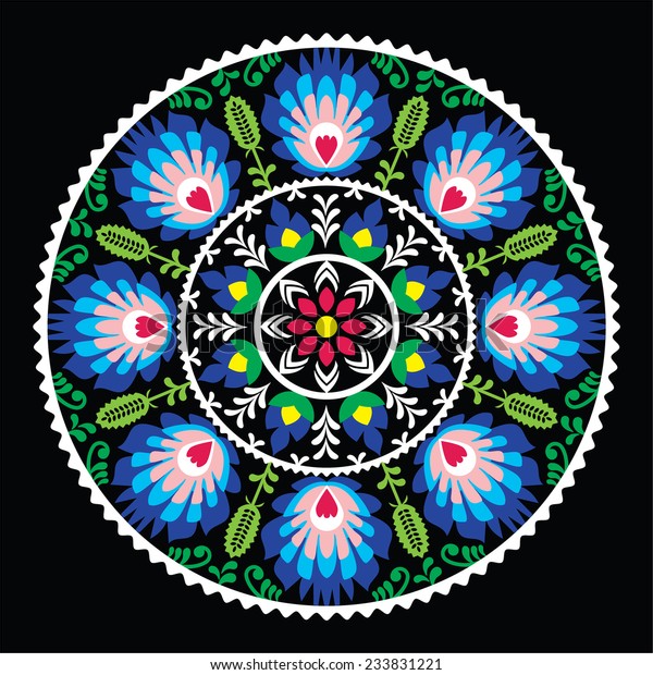 Polish Traditional Folk Art Pattern Circle Stock Vector (Royalty Free ...