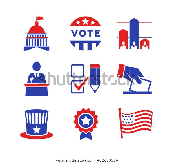 Political Icons Set Stock Vector (Royalty Free) 482630554