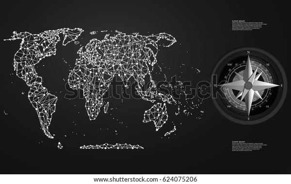 Political Map Abstract World Compass: vetor stock (livre de direitos ...