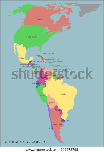 Political Map America 스톡 벡터(로열티 프리) 242272768 | Shutterstock