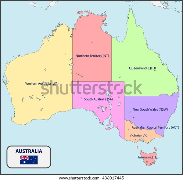 Political Map Australia Names Stock Vector (Royalty Free) 436017445 ...