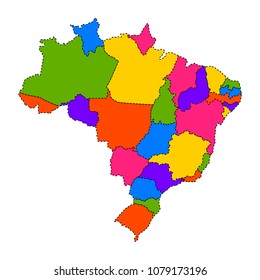 Colorido mapa político de Brasil con: vector de stock (libre de ...