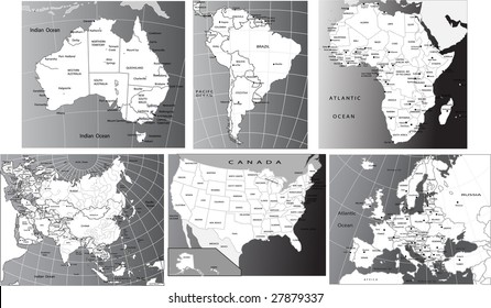 Political Map Continents Stock Vector (Royalty Free) 27879337