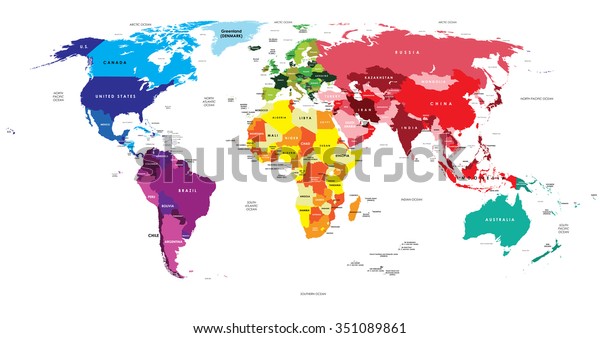 Political Map World Stock Vector (Royalty Free) 351089861