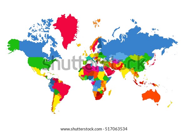 Political Map World Colorful Map World Stock Vector (Royalty Free ...