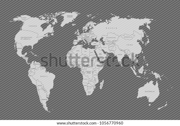 Political Map World Gray World Map Stock Vector (Royalty Free ...