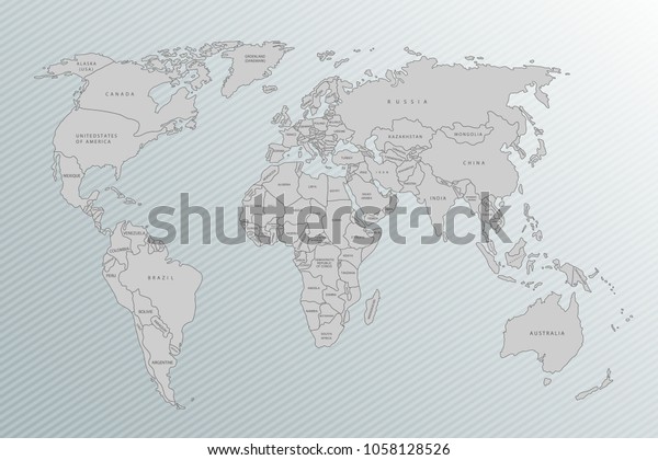 Political Map World Gray World Map 库存矢量图（免版税）1058128526 | Shutterstock