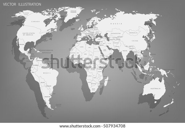 Political map of the world. Gray world map-countries. Vector illustration