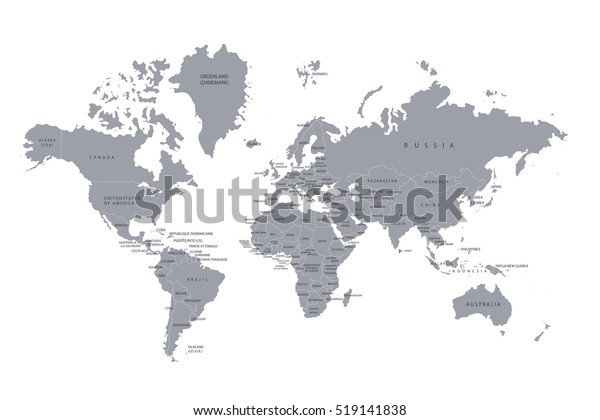Political Map World Gray World Mapcountries Stock Vector (Royalty Free ...
