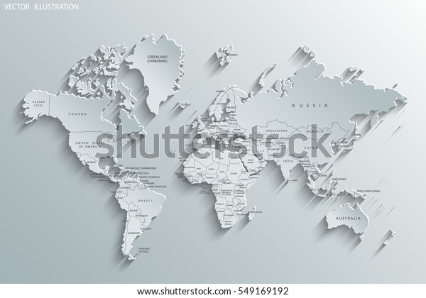 Political Map World Gray World Mapcountries Stock Vector (Royalty Free ...