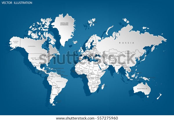 Political Map World Gray World Mapcountries Stock Vector (Royalty Free ...