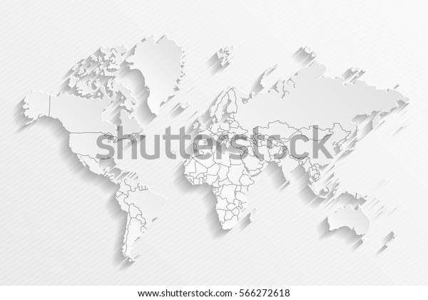 Political Map World Gray World Mapcountries: стоковая векторная графика ...