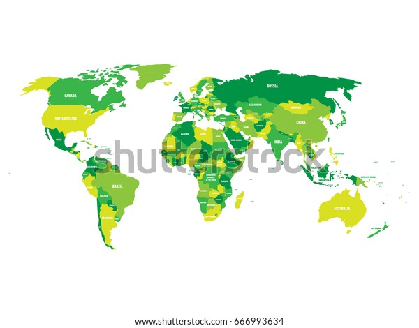 Political Map World Green Scheme Country: vector de stock (libre de ...