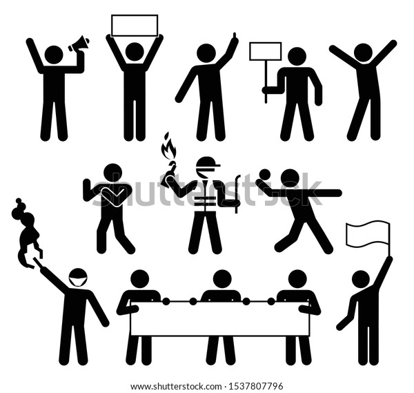 Political Protests Demonstrators Holding Protest Slogans Stock Vector ...