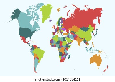 Vektor Stok Color World Political Map Every Country (Tanpa Royalti ...