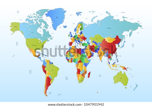 Political World Map Stock Vector (Royalty Free) 1047901942 | Shutterstock