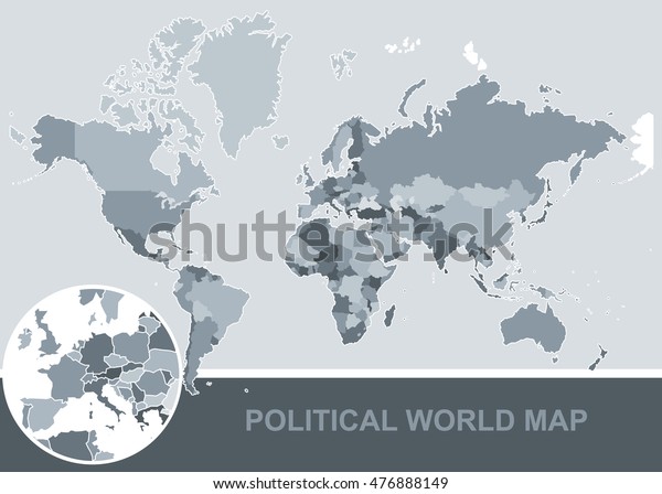 Political world map. With all countries high quality.