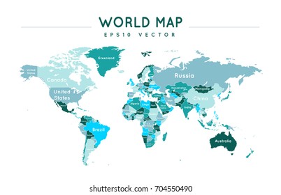 Political World Map Name Borders Countries Stock Vector (Royalty Free ...