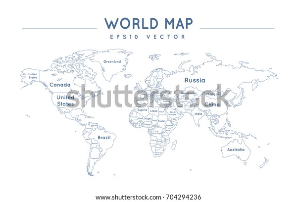 Political World Map Name Borders Countries Stock Vector (Royalty Free ...