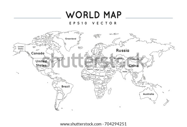 Political World Map Name Borders Countries Stock Vector (Royalty Free ...