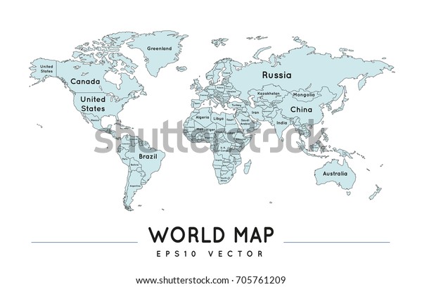 Political World Map Name Borders Countries: стоковая векторная графика ...