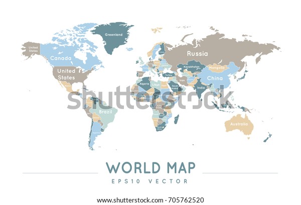 Political World Map Name Borders Countries: vetor stock (livre de ...