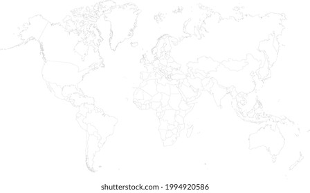 Political World Map Vector Outline Stock Vector (Royalty Free ...